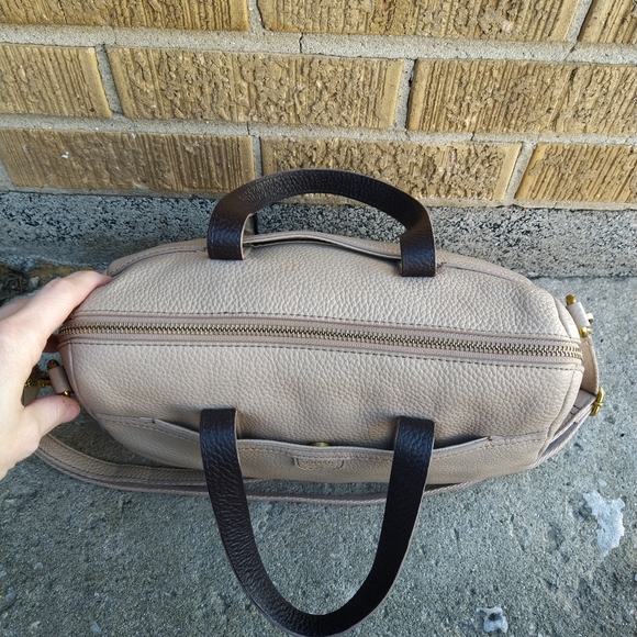 Fossil | Bags | Fossil Cognac Taupe Tan Brown Pebble Leather Mimi ...